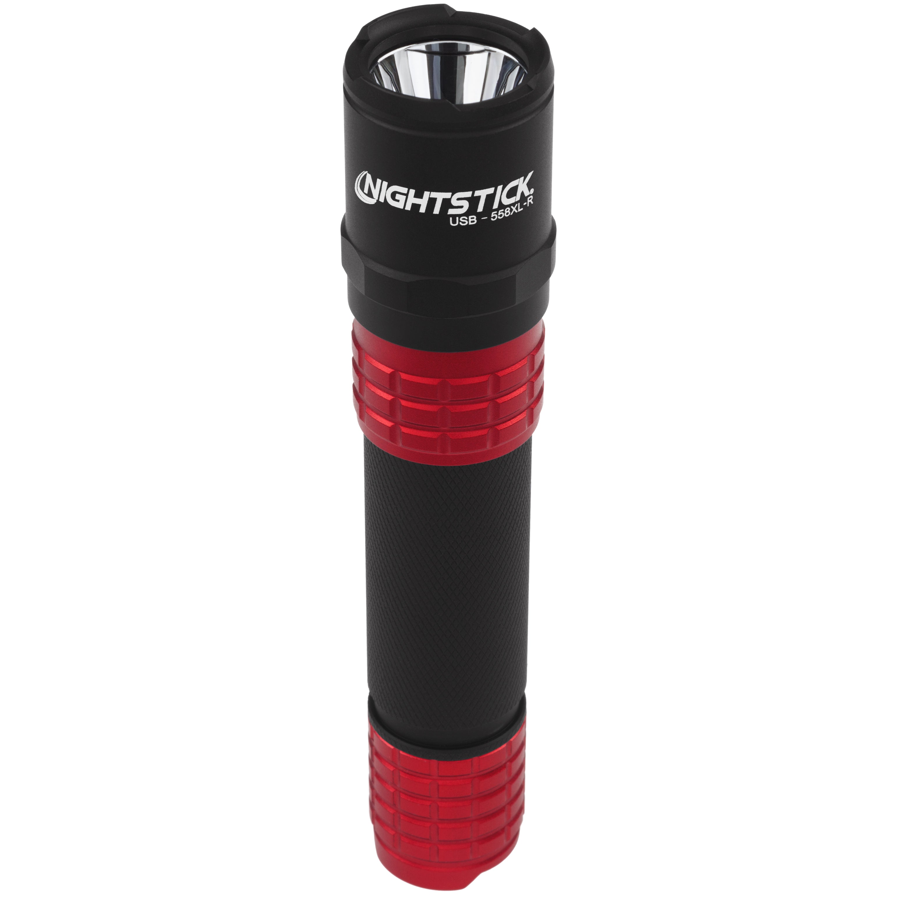 USB-558XL-R: USB Rechargeable Tactical Flashlight w/Holster - Red